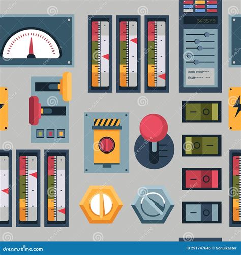 Panel With Buttons And Levels Pointers And Lever Stock Vector Illustration Of Adjusting Flat