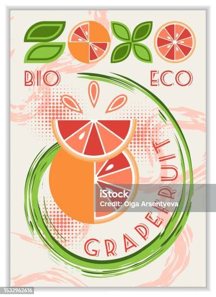 과일 자몽 추상적인 기하학적 모양 나선형 페인트 브러시 스트로크가 있는 수직 포스터 브랜딩 식품 패키지 장식 커버 디자인 장식 인쇄 배경 벽 장식에 좋습니다 0명에 대한