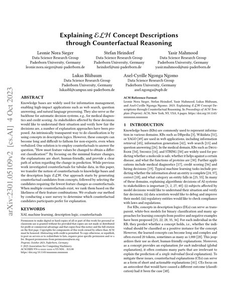 Pdf Explaining Elh Concept Descriptions Through Counterfactual Reasoning