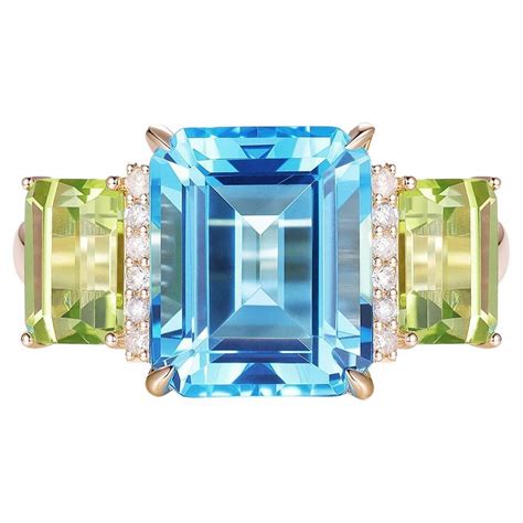 Vintage 261ct Garnet Peridot Diamond Ring In 14 Karat Yellow Gold For
