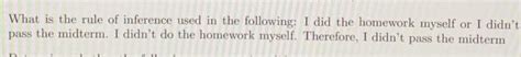solved what is the rule of inference used in the following