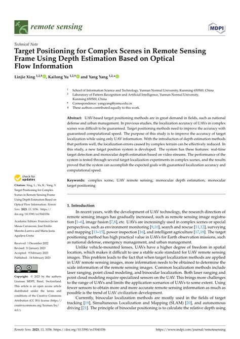 Pdf Target Positioning For Complex Scenes In Remote Sensing Frame Using Depth Estimation Based