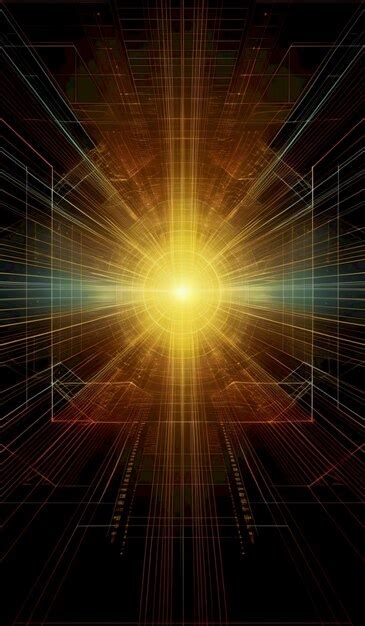 Concentric Circles Glowing Light Dark Background Circuitry Premium Ai Generated Image