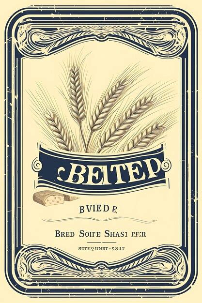 Premium Ai Image Bread Label Vintage Loaf Of Bread Earth Tones Serif