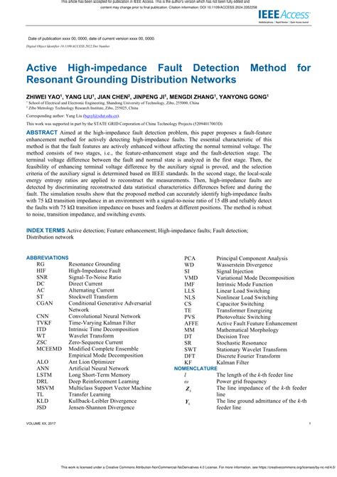 Pdf Active High Impedance Fault Detection Method For Resonant