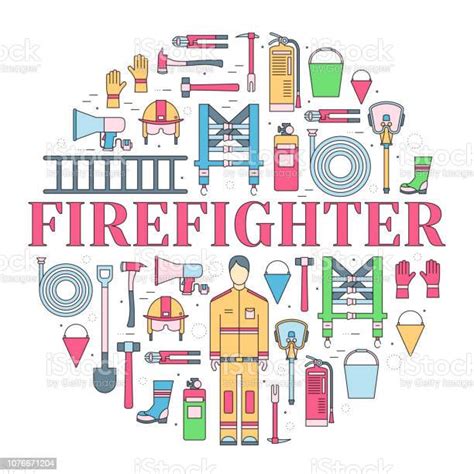 균일 하 고 첫 번째 소방 장비 세트와 악기 도움이 됩니다 평면 스타일 배경 개념에 벡터 일러스트 레이 션 디자인 웹 및 모바일 응용 프로그램에 대 한 다채로운 서식 파일