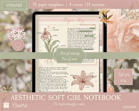 Aesthetic Soft Pink Digital Notebook For Note Taking On Ipad Android College Notebook