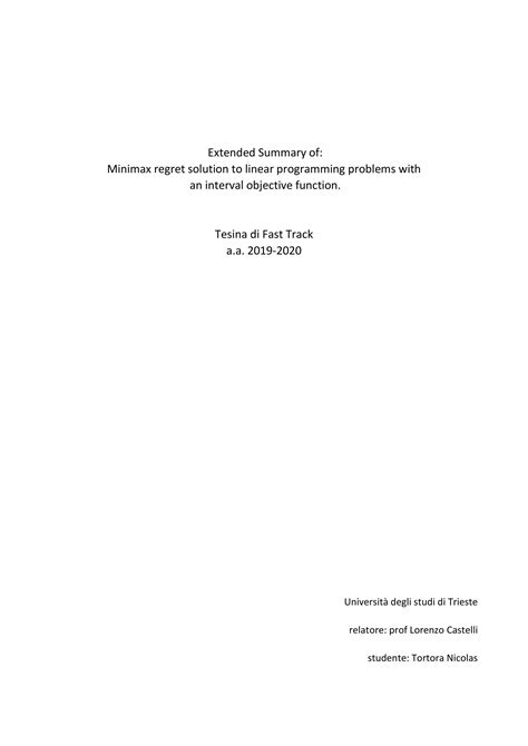 Minimax Regret Solution To Linear Programming Problems With An Interval