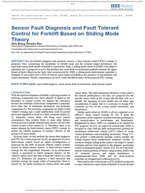Sensor Fault Diagnosis And Fault Tolerant Control Pdf Applied