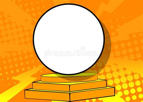 Blank Circle Shape On Blue Cartoon Vector Comic Book Background Stock