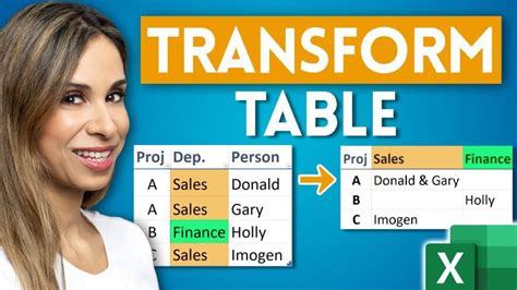 excel convert multiple rows to columns transpose but with multiple