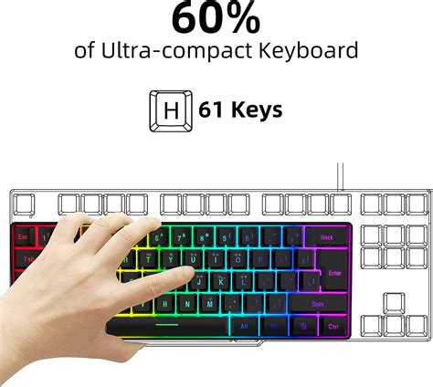 Snpurdiri 60 Black Wired Gaming Keyboard Rgb Backlit Ultra Compact M Snpurdiri