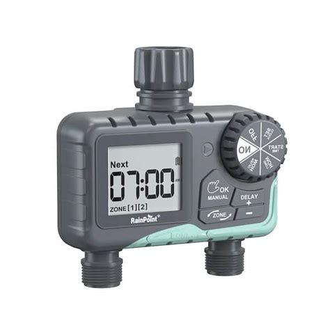 Rainpoint 2 Zone Water Timer For Garden Hose Sprinkler Timer W Rain Delay And Manual