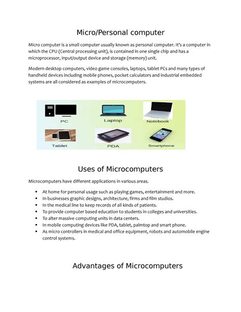 Computers Its An Assignment Micropersonal Computer Micro Computer Is A Small Computer