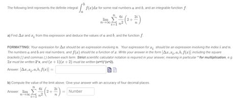 Solved The Following Limit Represents The Definite Integral Chegg
