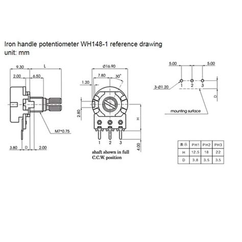 B50k Potentiometer 3 Pin Datasheet Specifications And Pin Configuration