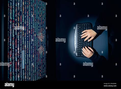 Cyber Security Threat Young Woman Using Computer And Coding Internet And Network Security