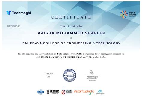 aaisha mohammed shafeek on linkedin datascience python iithyderabad
