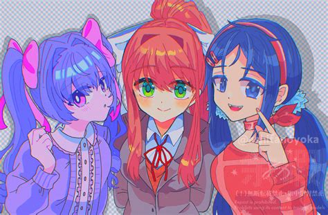 Monika Crazy Mita And Unknown Woman Doki Doki Literature Club And 2