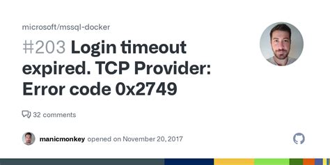 login timeout expired tcp provider error code 0x2749 · issue 203