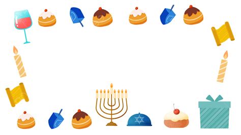 Hanukkah Cartoon Style Border Hanukkah Cartoon Style Horizontal