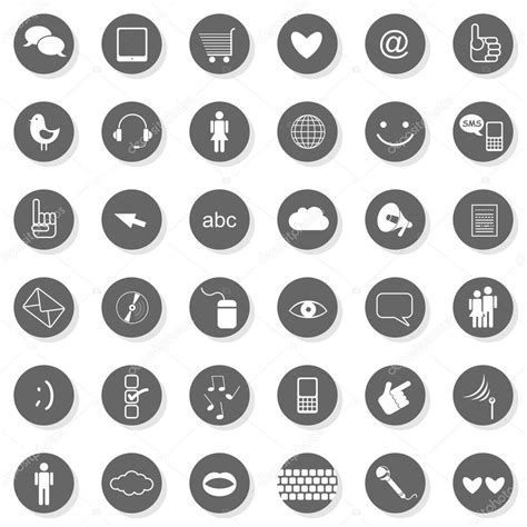 Web Gray Flat Round Button Set Stock Vector Image By Demonique
