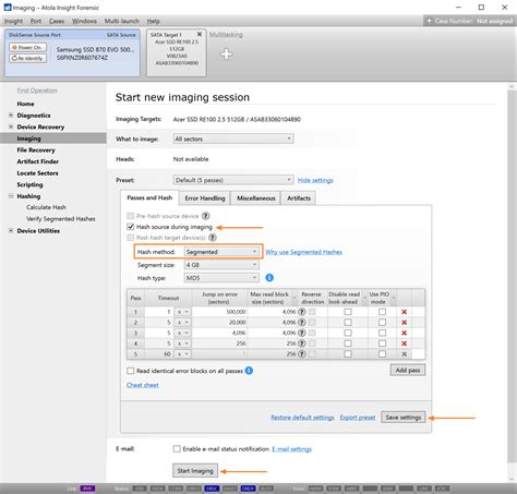 segmented hashing in atola insight forensic