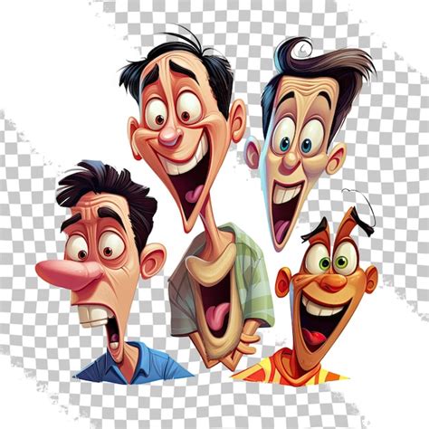 Premium Psd Goofy Cartoon Guys With Funny Expressions Illustrated On