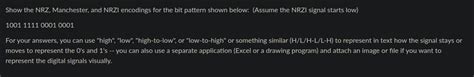 Solved Show The Nrz Manchester And Nrzi Encodings For