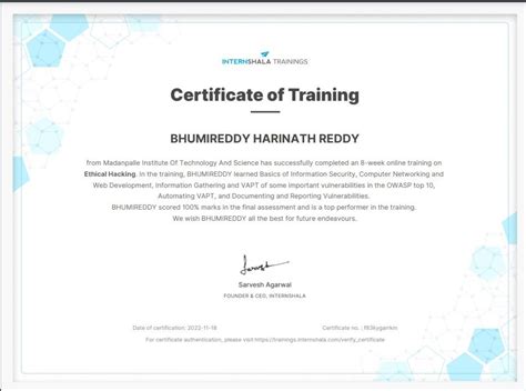 Harinath Reddy Bhumireddy On Linkedin Internshala Training