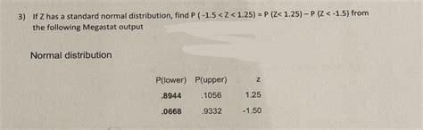Solved If Z Has A Standard Normal Distribution Find P Chegg