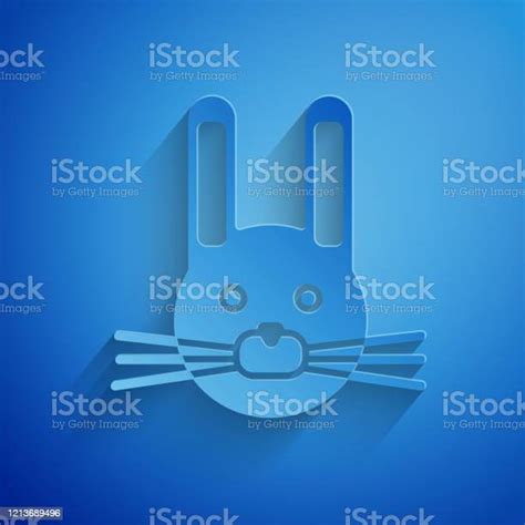 종이 는 파란색 배경에 고립 부활절 토끼 아이콘을 잘라 부활절 토끼 종이 아트 스타일입니다 벡터 일러스트레이션 개념에 대한 스톡 벡터 아트 및 기타 이미지 Istock