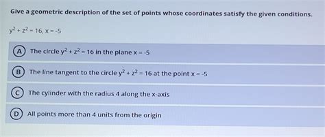solved give a geometric description of the set of points