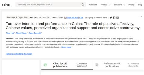 Turnover Intention And Performance In China The Role Of Positive Affectivity Chinese Values