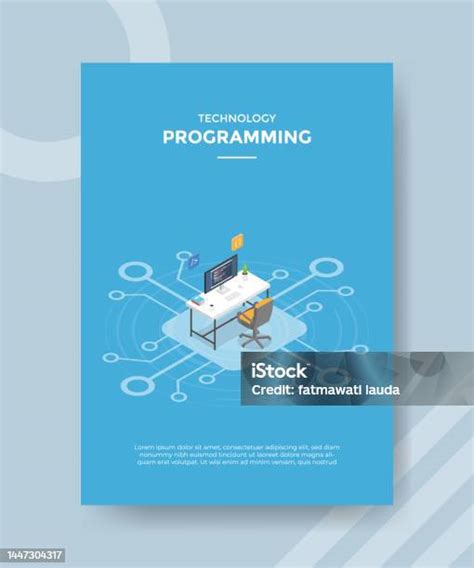 Konsep Pemrograman Untuk Template Banner Dan Flyer Dengan Gaya Isometrik Ilustrasi Stok Unduh