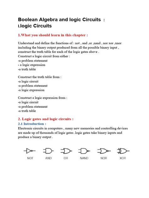 Boolean Algebra And Logic Circuits Pdf Logic Gate Boolean Algebra