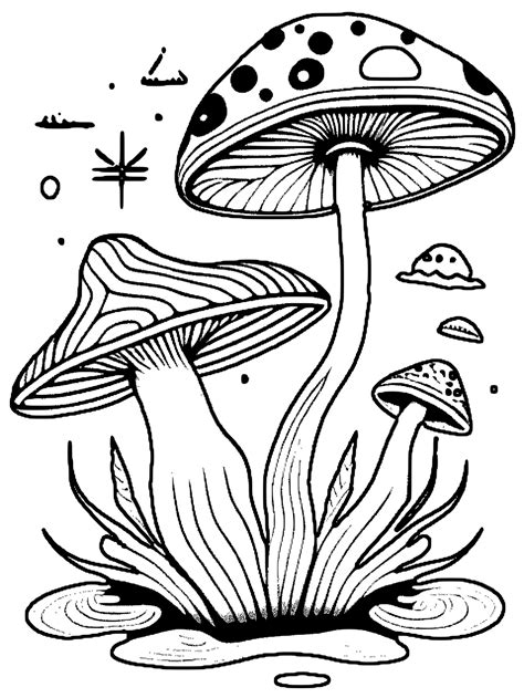 Psychedelic Mushrooms Coloring