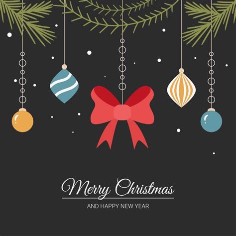 Premium Vector Text Merry Christmas And Happy New Year Christmas Decorations Balls