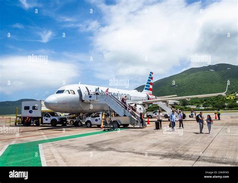 Passengers Getting Off American Airlines Flight At Cyril E King