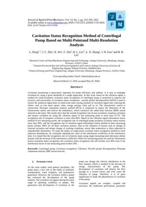 Pdf Cavitation Status Recognition Method Of Centrifugal Pump Dokumentips