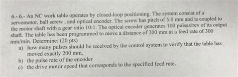 Solved 6 6 An Nc Work Table Operates By Closed Loop