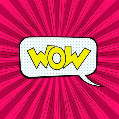 Premium Vector | Comic speech bubble with expression text Wow