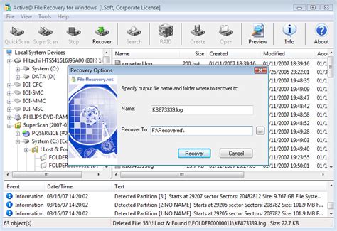 Recovering A File By File Recovery Software Screenshot