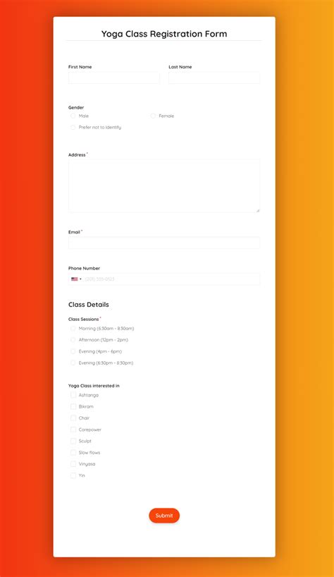 Sample Class Registration Forms