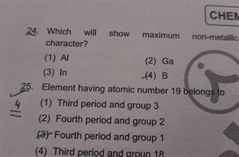 element having atomic number 19 belongs to 4 1 third period and group 3