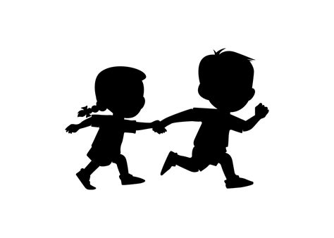 Sisters Holding Hands Silhouette