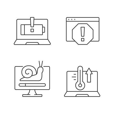 Computer Errors Linear Icons Set 2630621 Vector Art At Vecteezy