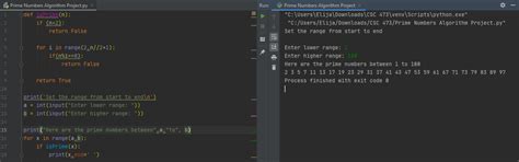 Solved Run 1 Prime Numbers Algorithm Projectpy Def