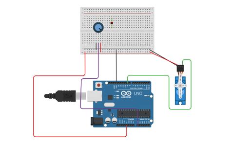 Circuit Design Servo Motor Potenciômetro Tinkercad