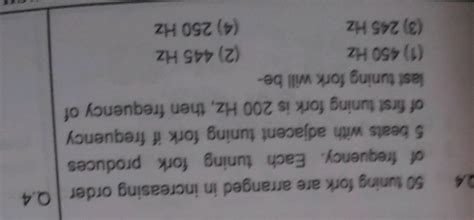 Tuning Fork Are Arranged In Increasing Order Of Frequency Each Tuning Fork Produces